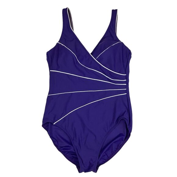 Miraclesuit | Swim | Miraclesuit Horizon Purple White Piping One Piece ...